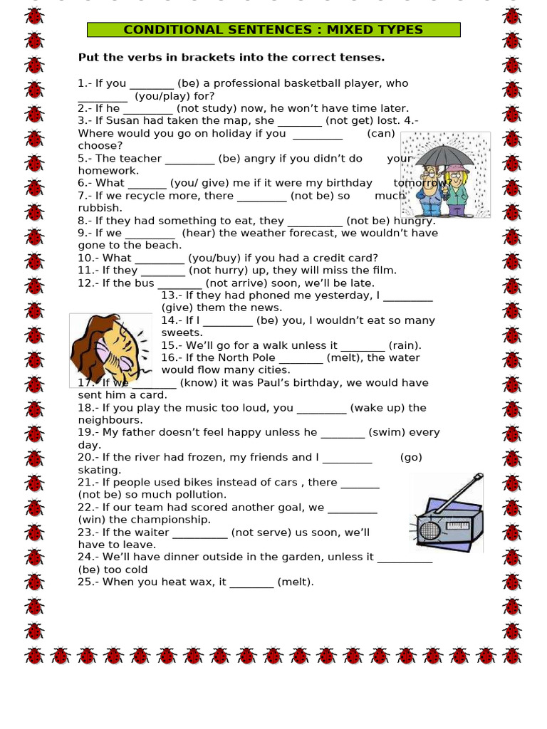 Mixed Conditionals Exercises - Cuadro Mariquitas - Without Key. | PDF