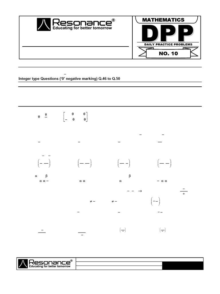 Maths Revision Dpp-10 | PDF