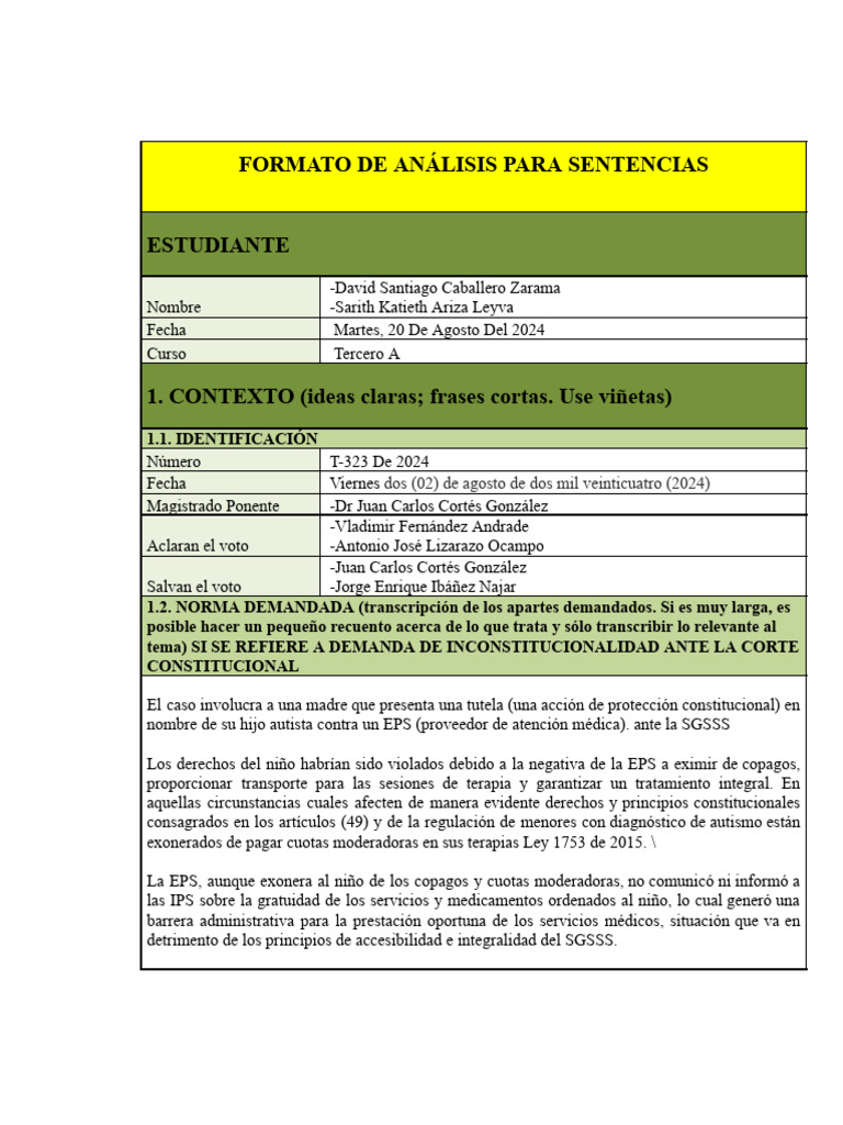 Formato para Analisis de Sentencias | PDF