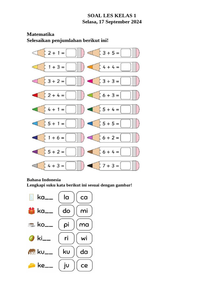 SOAL LES Selasa, 17 Sept 2024 | PDF