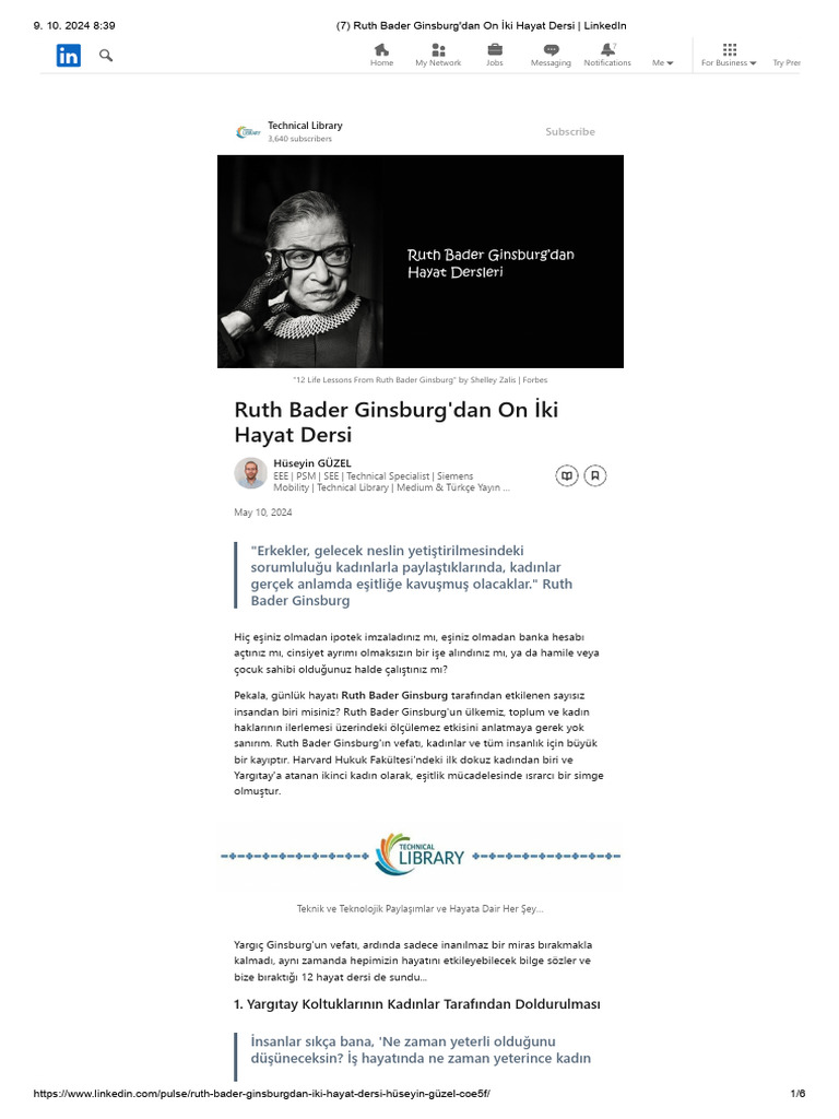 Ruth Bader Ginsburg'Dan On İki Hayat Dersi - LinkedIn | PDF