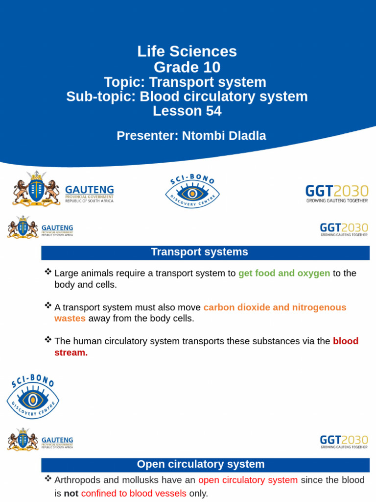 Life Sciences Gr.10 Lesson 54 Transport System Blood Circulation System ...