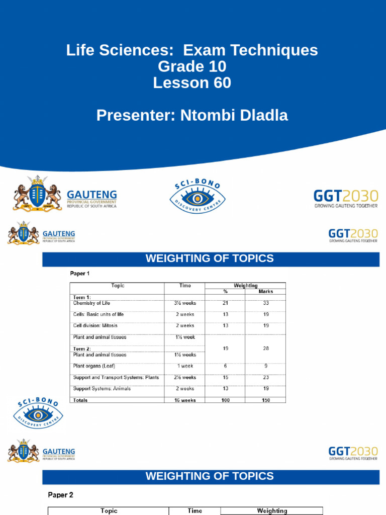 Life Sciences Gr.10 Lesson 60 Exam Techniques | PDF