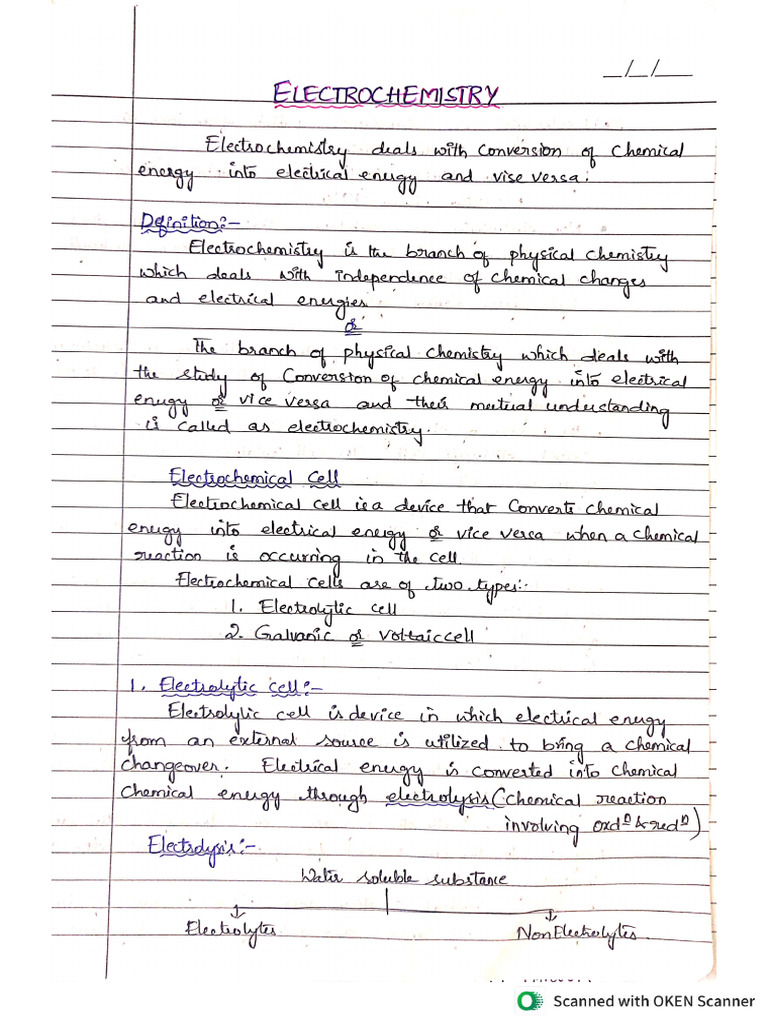 Unit 1 - Electrochemistry | PDF