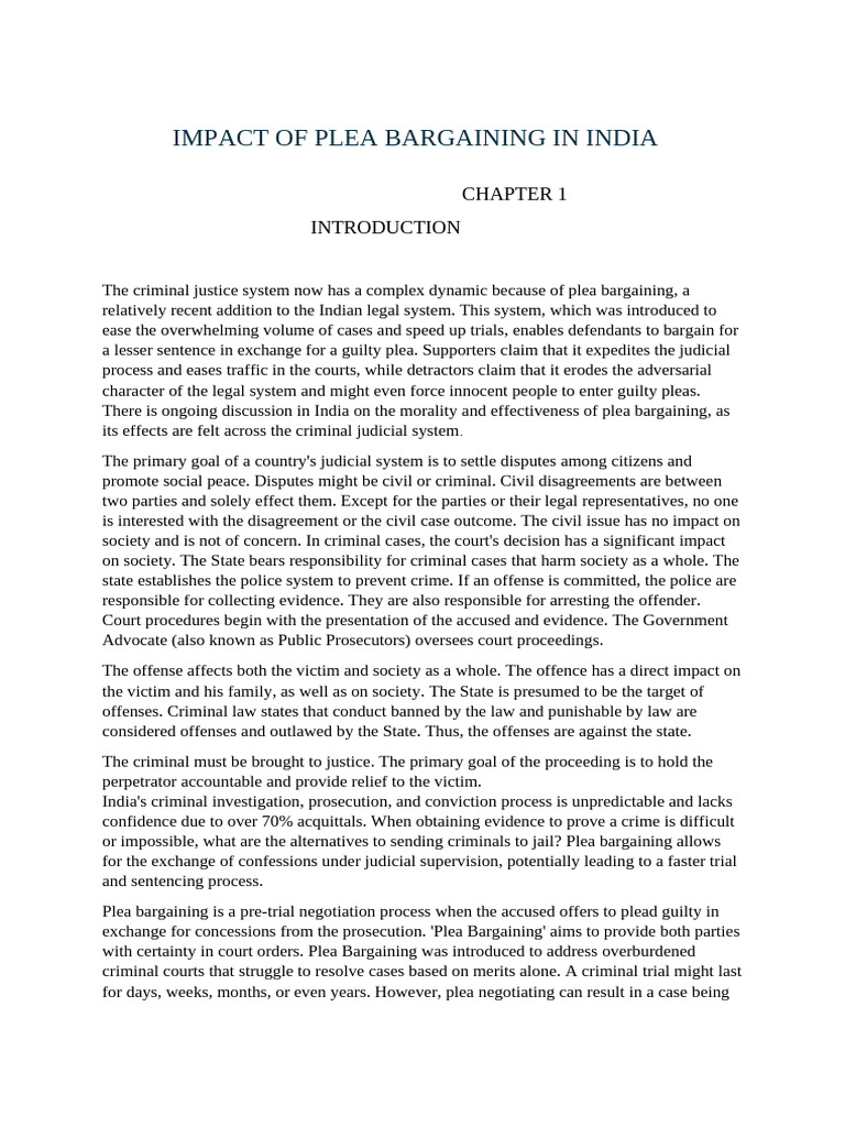 Impact of Plea Bargaining in INDIA | PDF