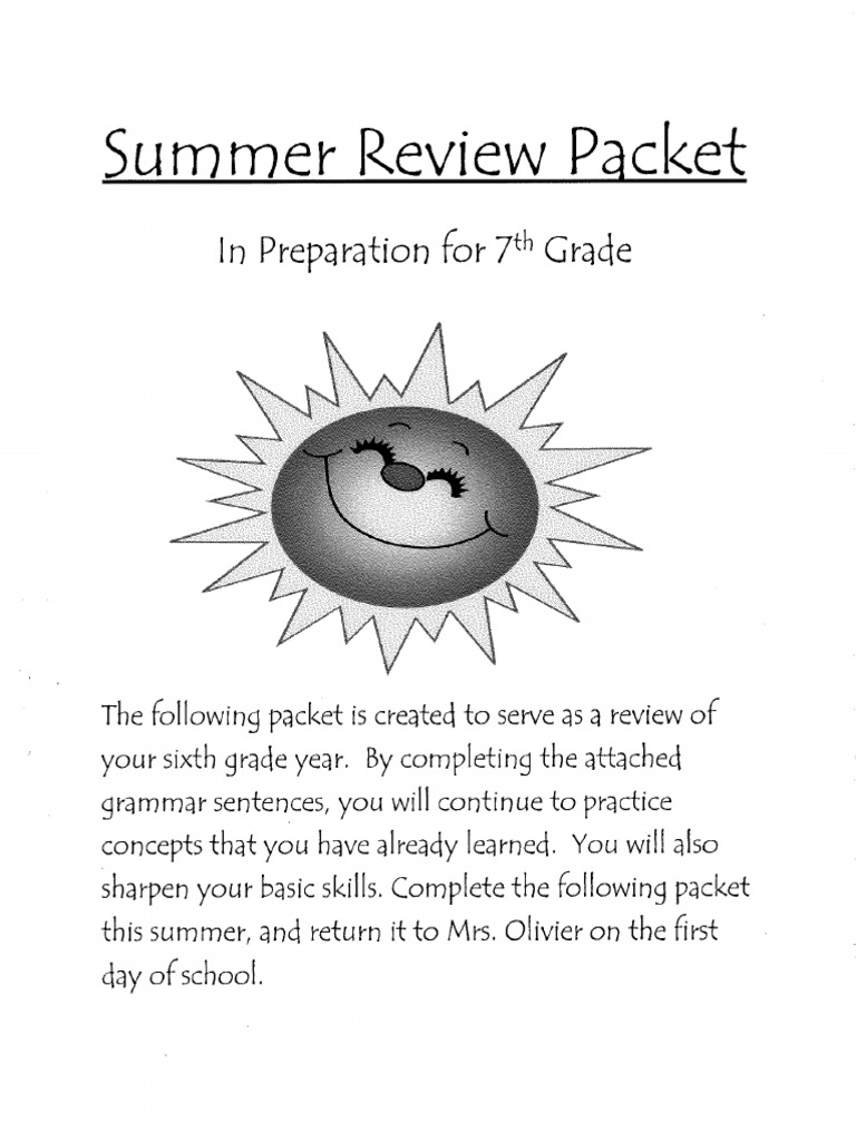 2019-2020 7th Incoming Summer Packet | PDF