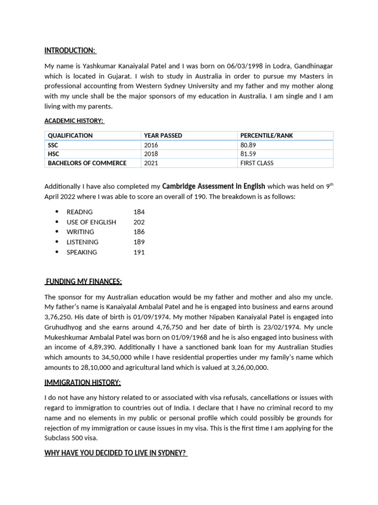 Yashkumar Kanaiyalal Patel Mpa WESTERN Sydney | PDF