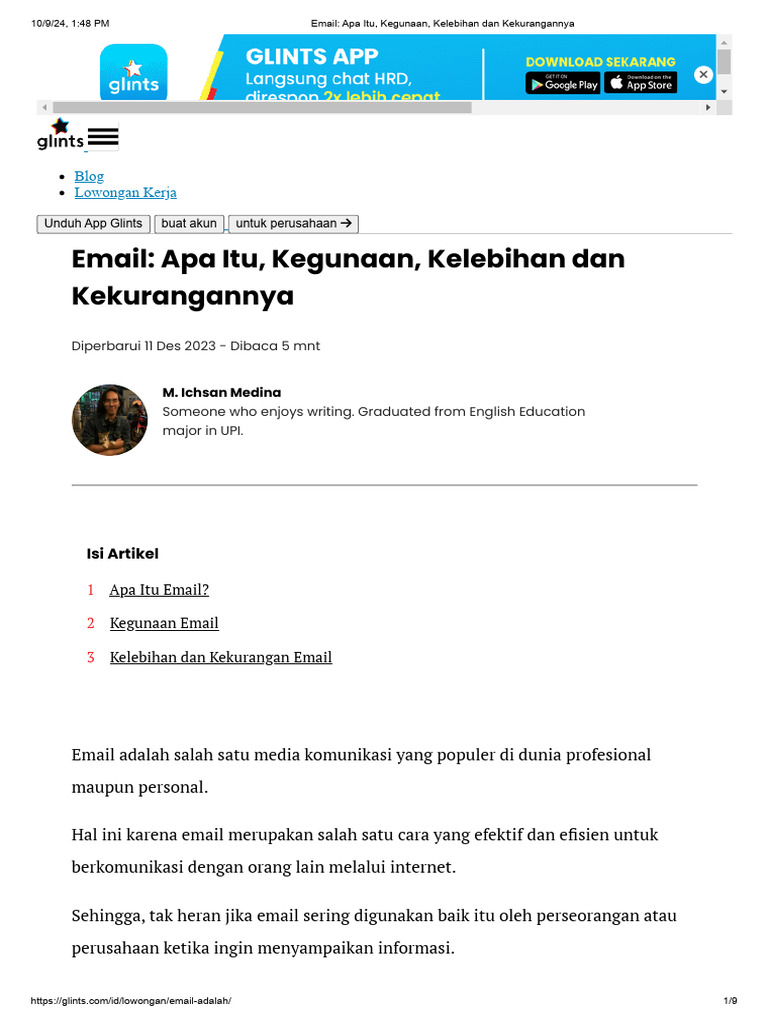 Email - Apa Itu, Kegunaan, Kelebihan Dan Kekurangannya | PDF