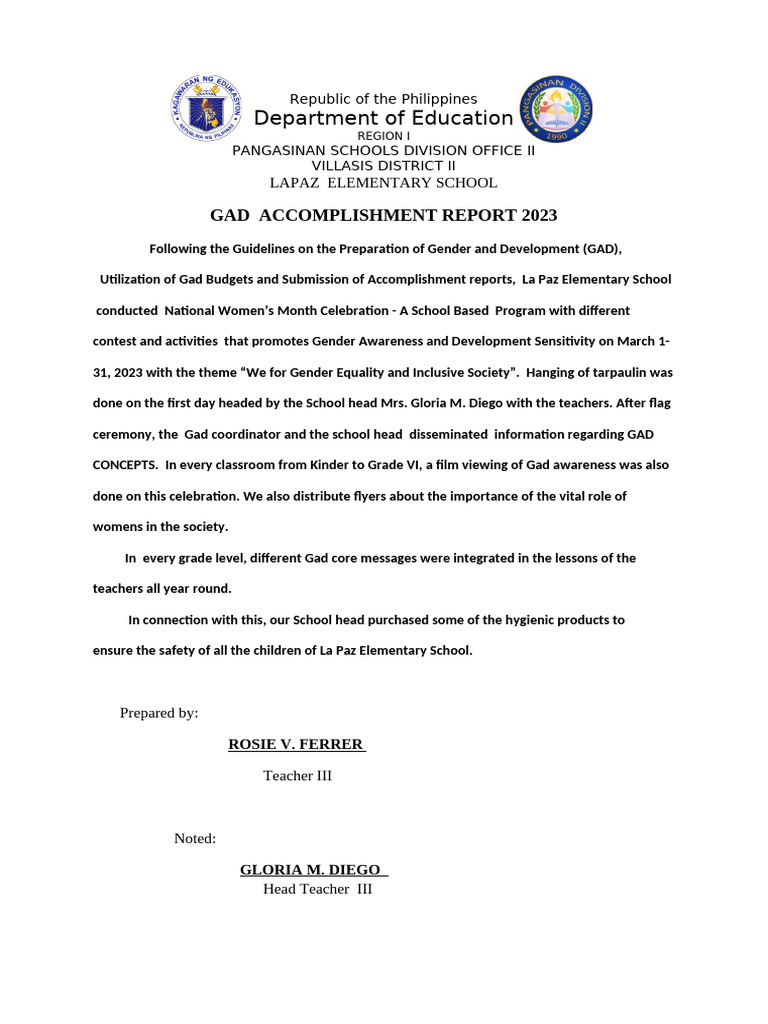 Accomplishment Report CY2023 | PDF