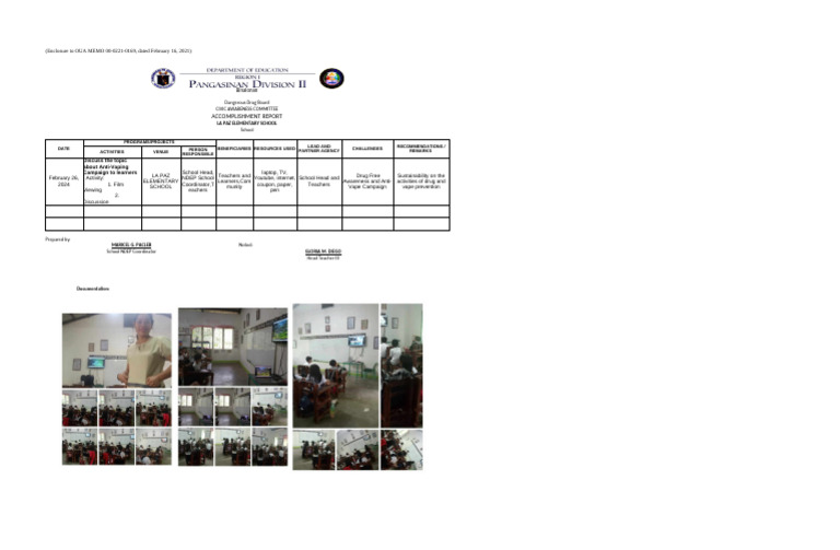 LA PAZ ES NDEP Accomplishment Report February 2024 | PDF