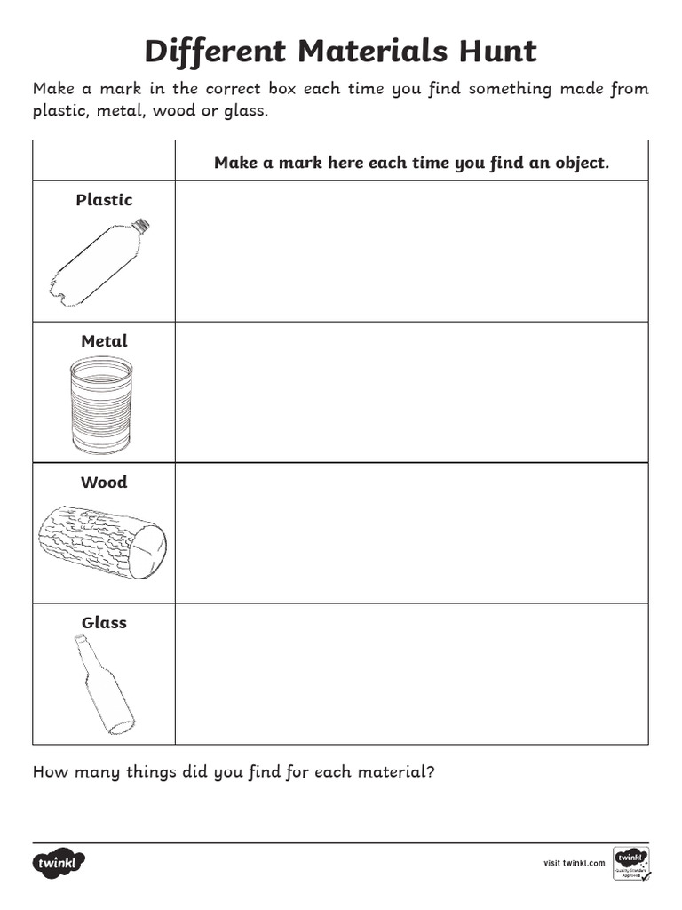 T TP 427 Different Materials Hunting Activity Sheet Ver 1 | PDF