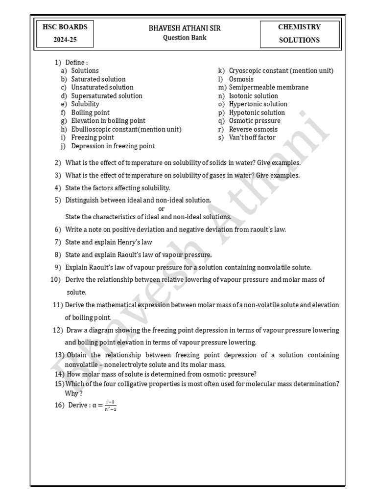 Solutions Question Bank | PDF