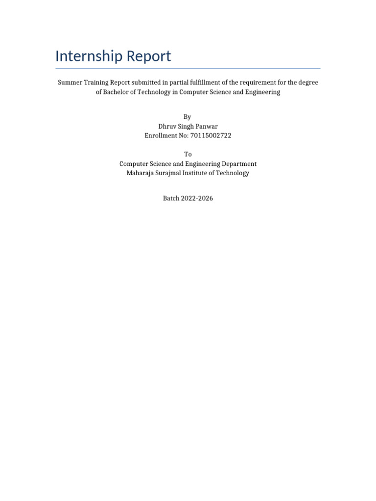 Expanded Internship Report Dhruv Panwar MOLOG | PDF