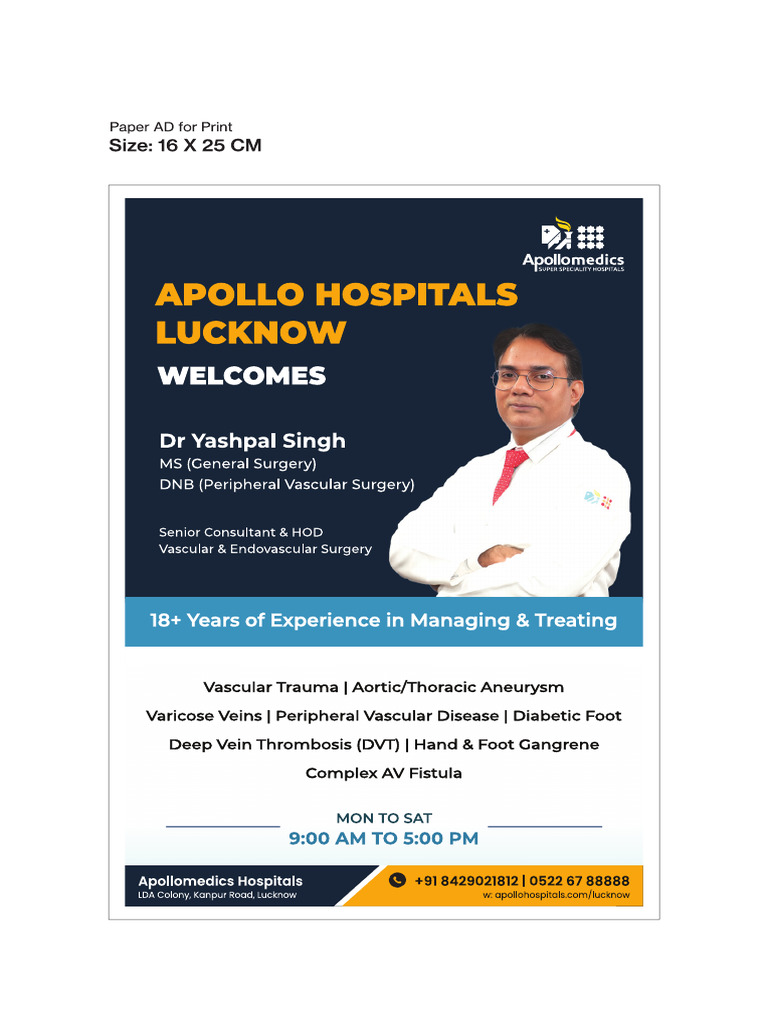 DR Yashpal Singh AD For Print 16x25 CM | PDF