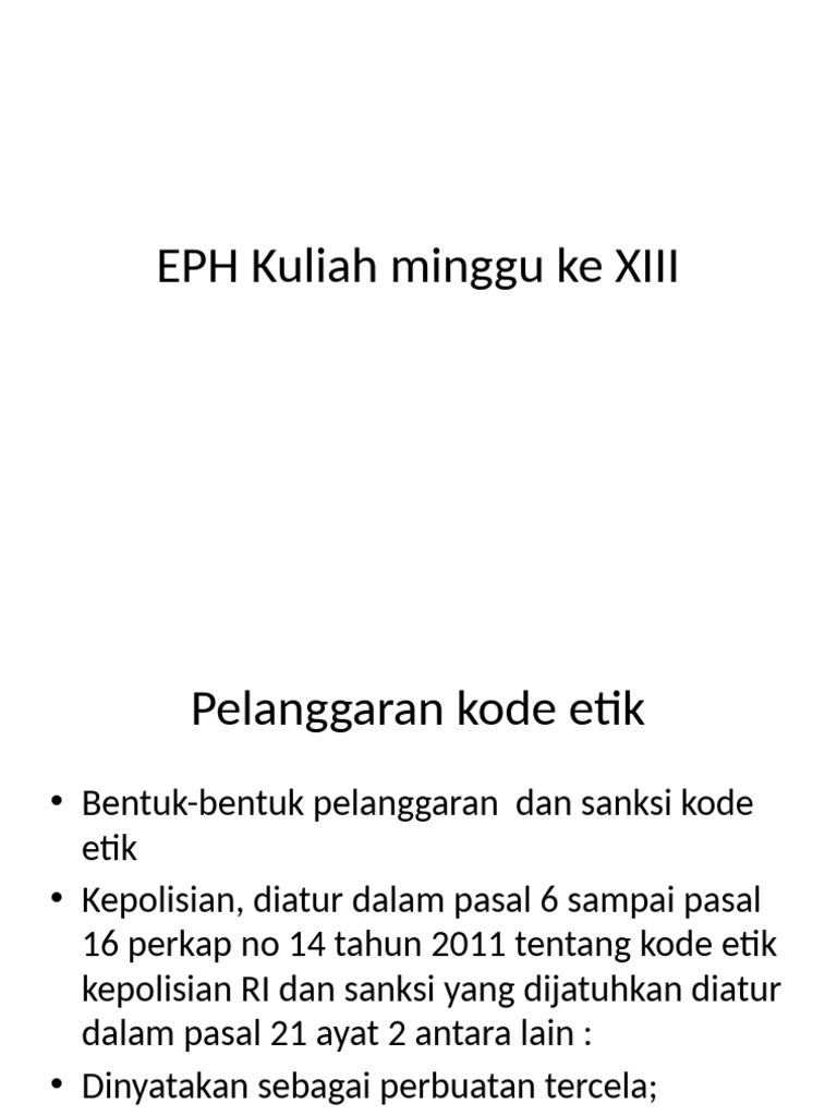 Kuliah Minggu Ke 13 Eph | PDF