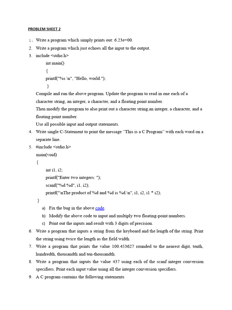 Problem Sheet 2 | PDF
