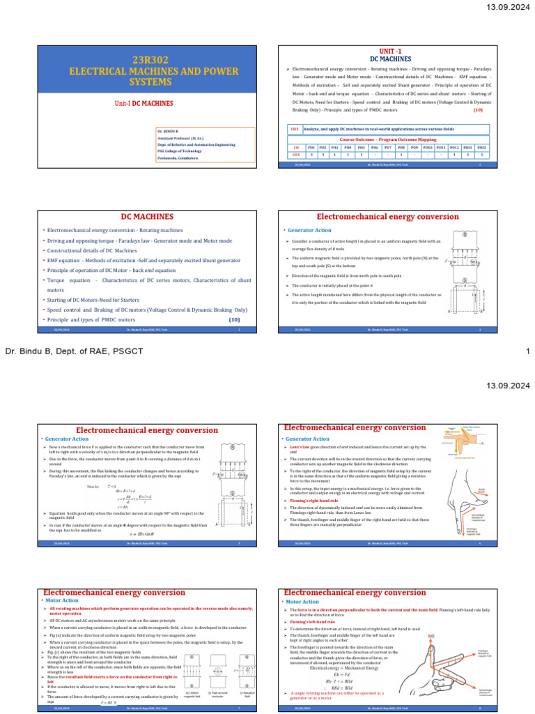 Unit-1 - DC Machines - Class Notes PPT-2024-25 | PDF