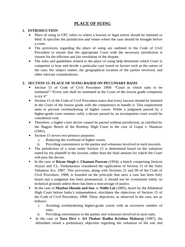 Place of Suing | PDF | Lawsuit | Jurisdiction