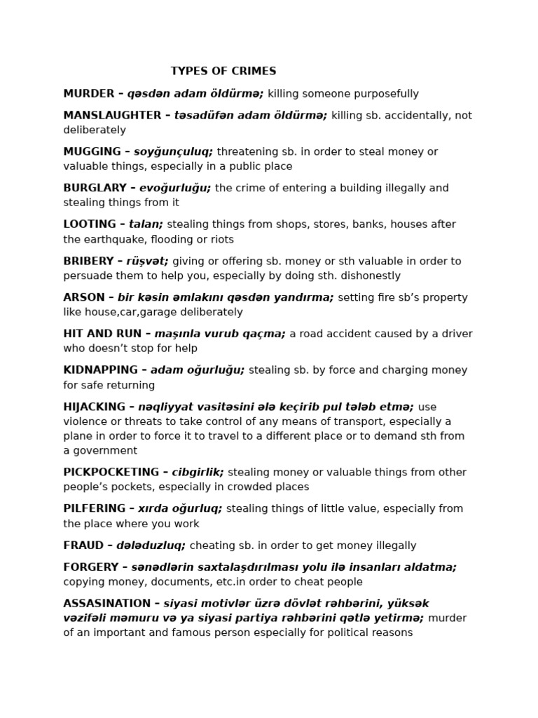 TYPES OF CRIMES | PDF