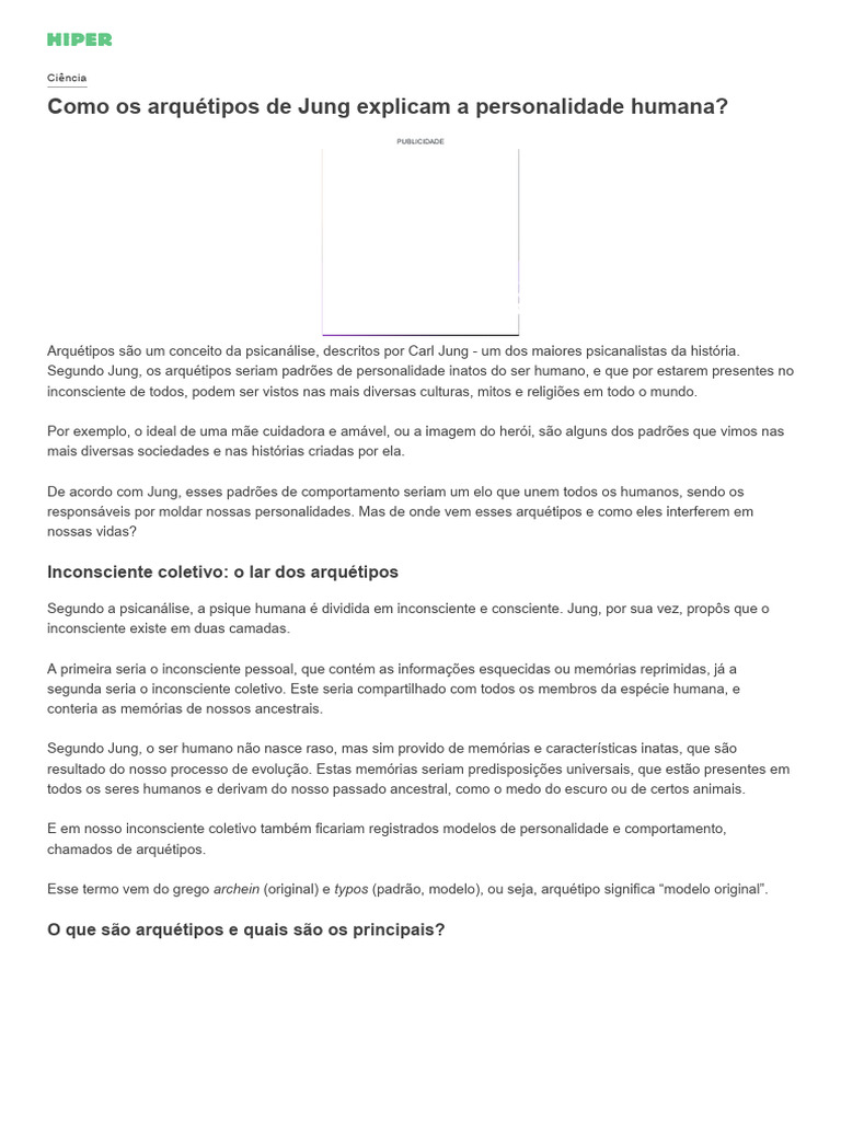Arquetipos Jung Personalidade | PDF