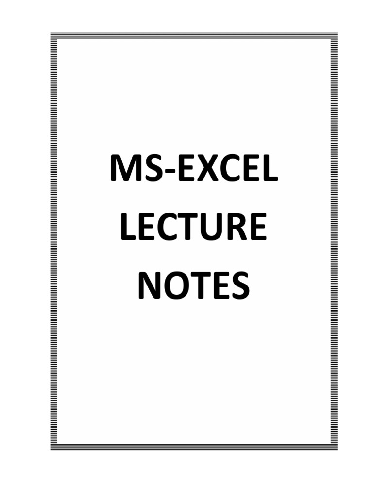 Ms Excel In Pdf Pdf