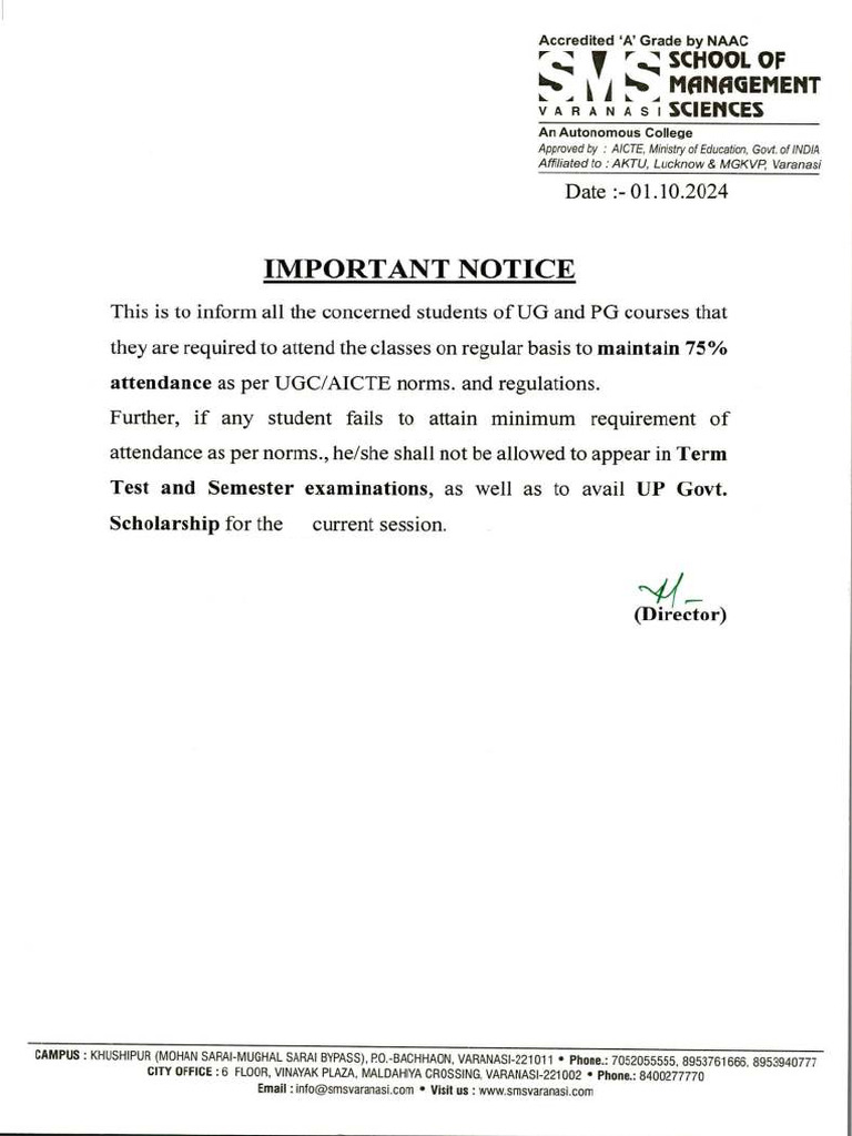 Important Notice - Student Attendance | PDF