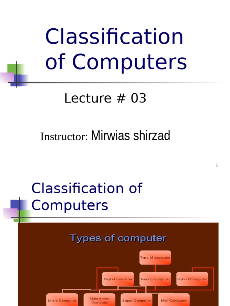 ICT Lec 03 Classification of Computer | PDF ICT Lec 03 Classification of Computer | PDF