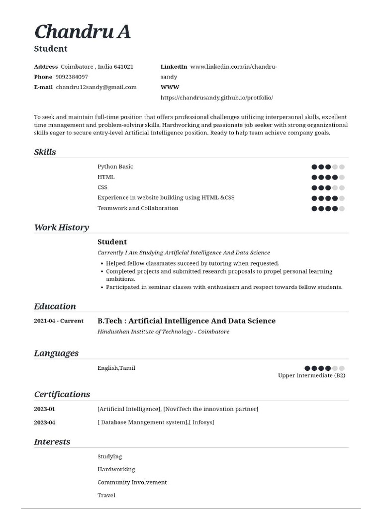 Resume (Chandru) | PDF