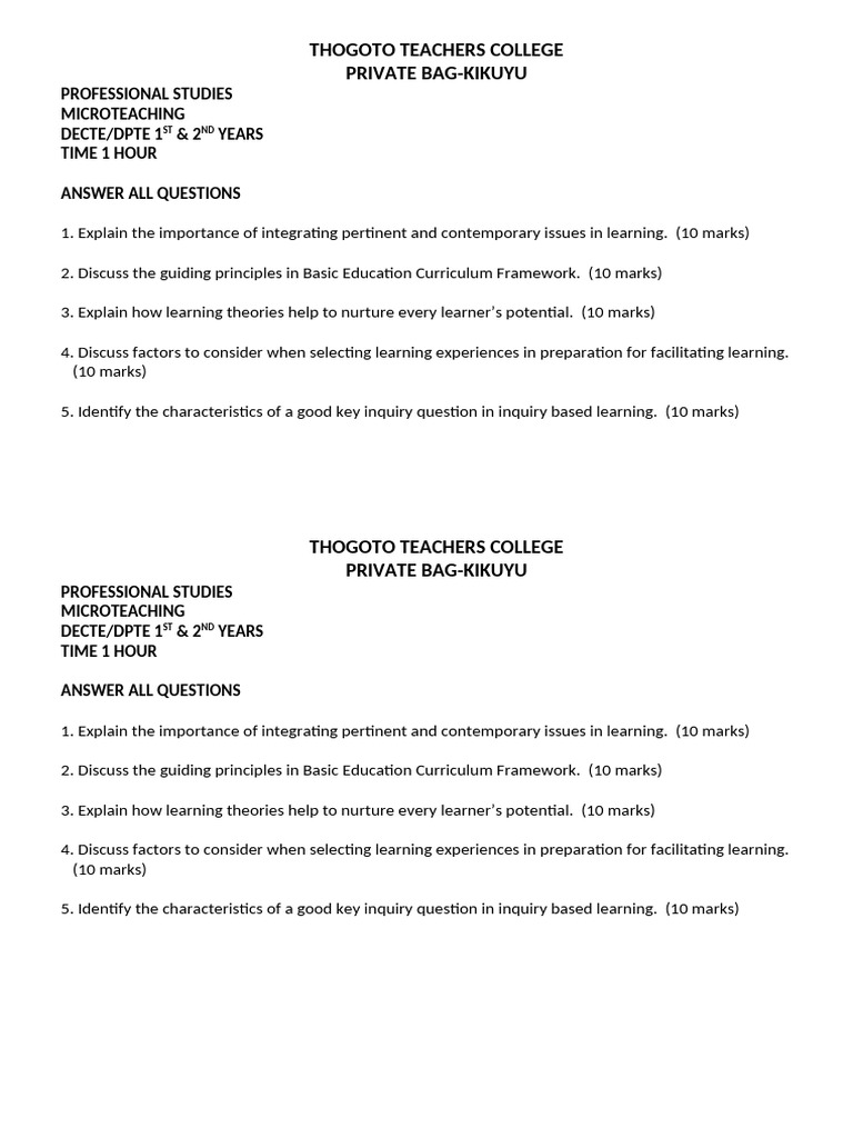 Microteaching Decte Dpte 1st-2nd Years | PDF