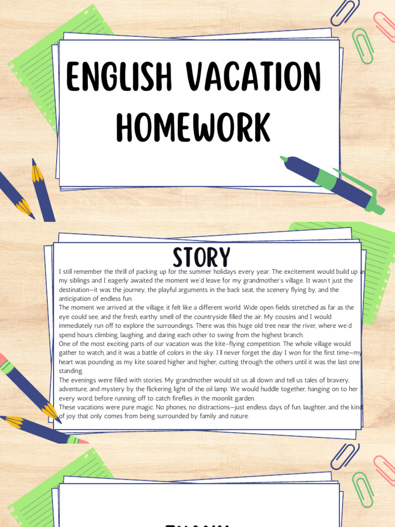 English Vacation Homework | PDF