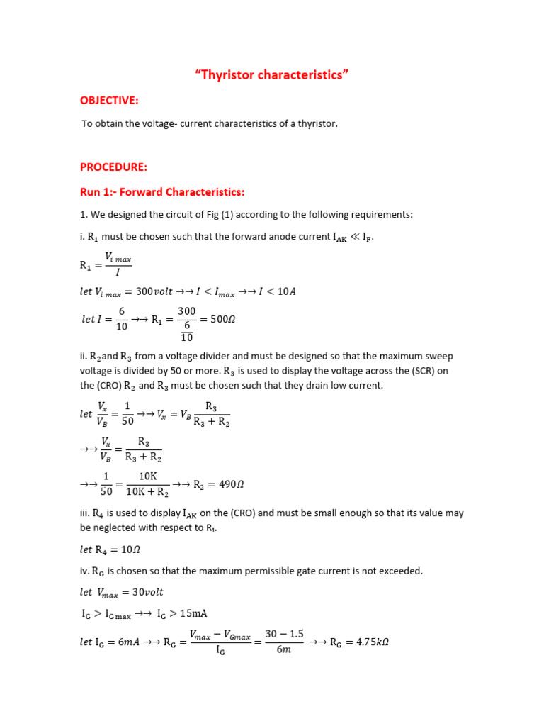 Exp.1 Thyristor Characteristics | PDF