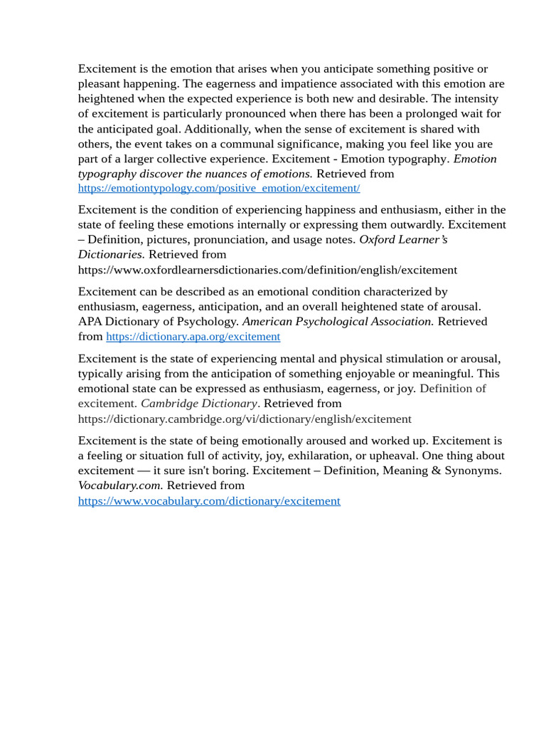 Excitement | PDF