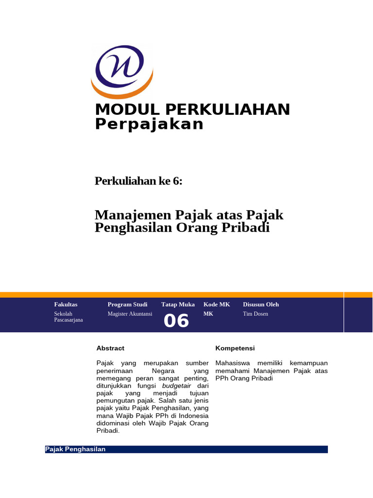 M-MN PJK Atas PPH Orang Pribadi | PDF