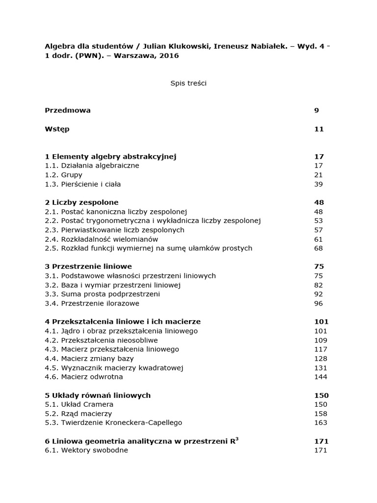 Klukowski AlgebraDlaStudentow | PDF