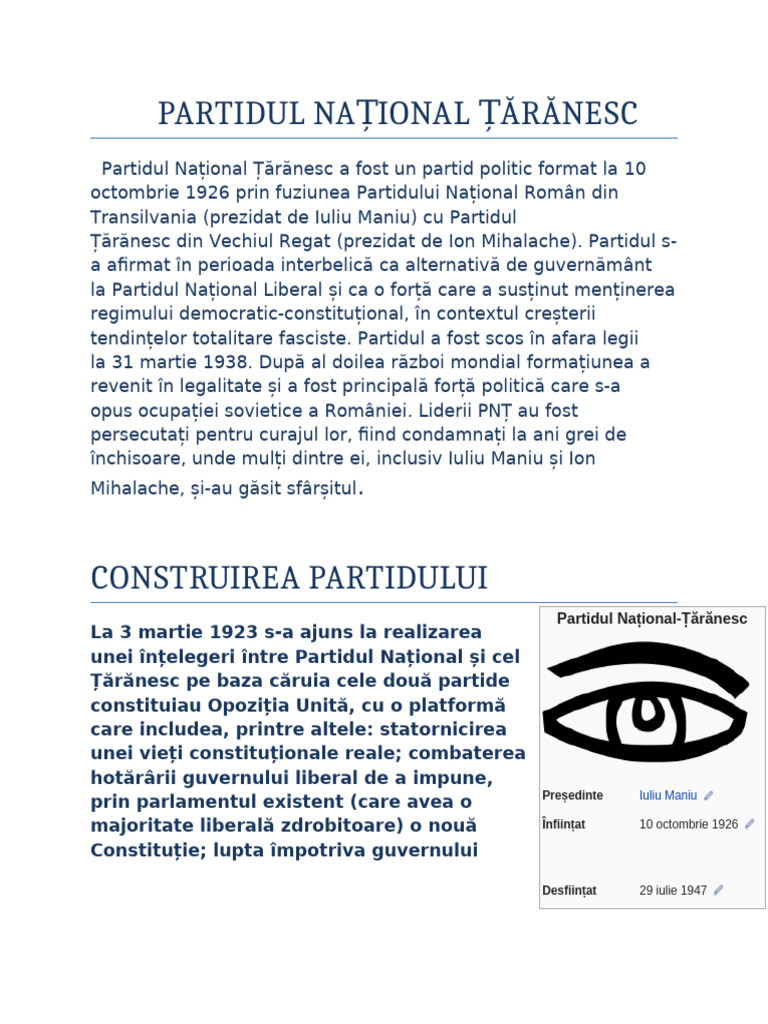 Partidul Național Țărănesc | PDF