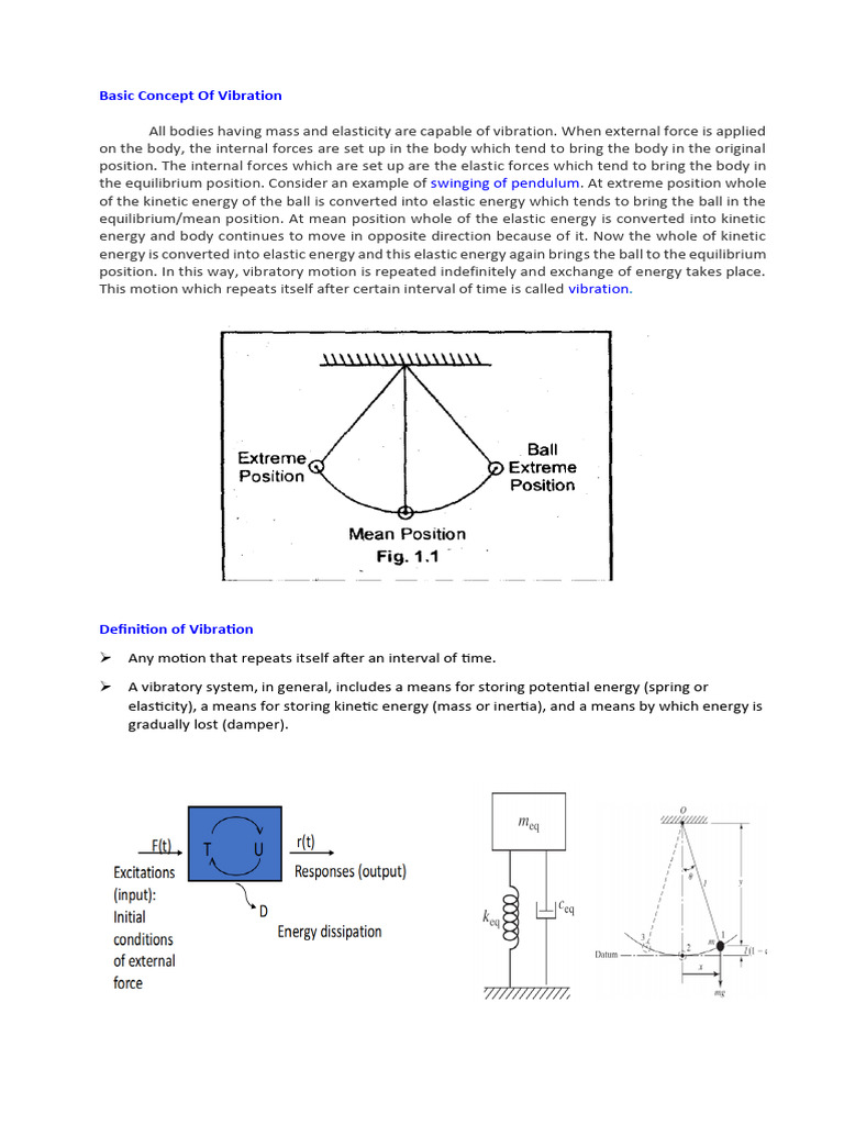 1 Vibration Engineering Lec1 | PDF | Physics | Oscillation