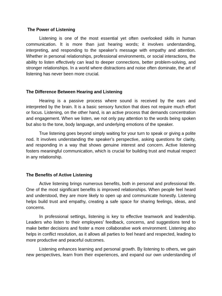 The Power of Listening | PDF