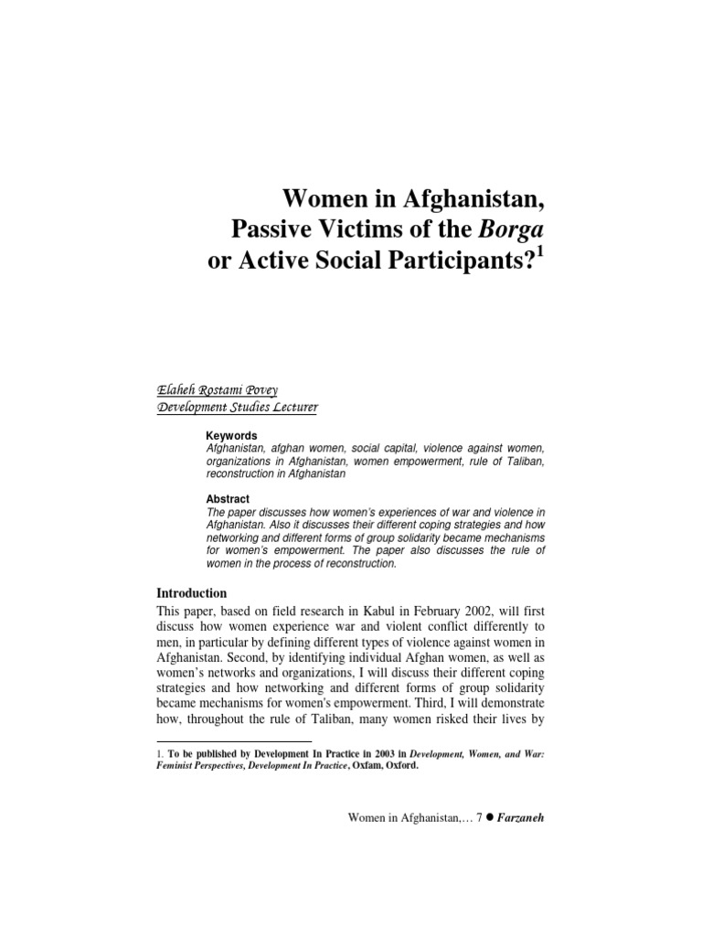 Afghan Women, Passive Victims or Active.. | PDF