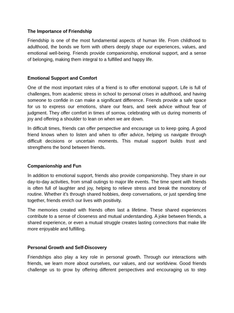 Friendship | PDF