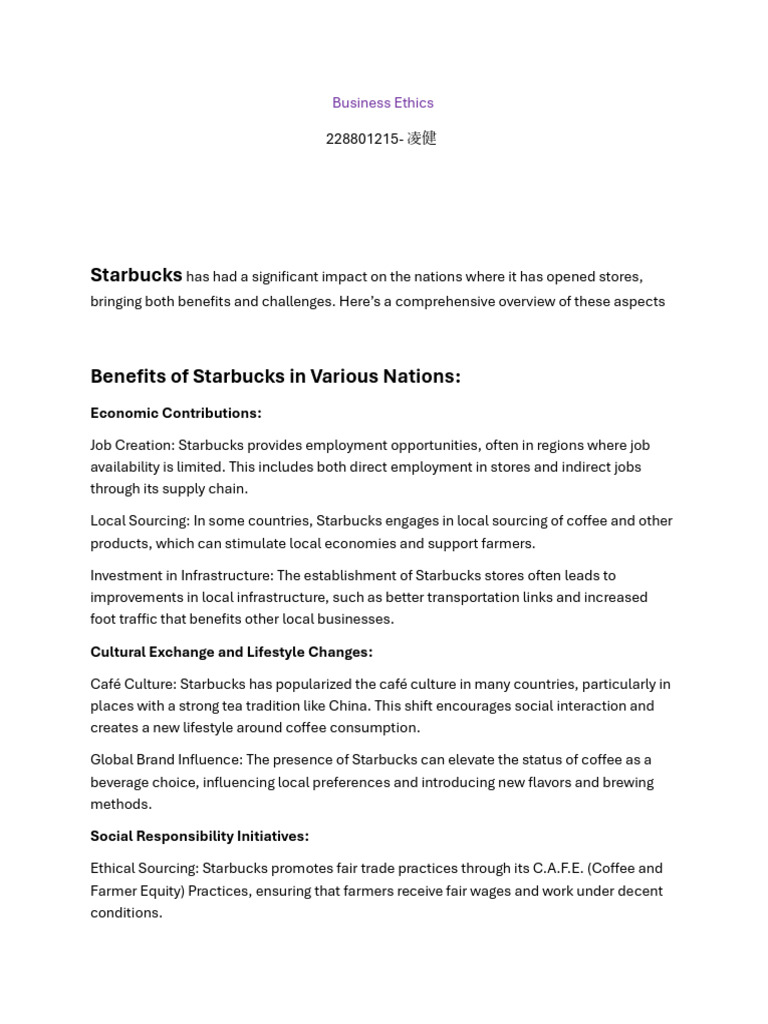 Business Ethics | PDF | Starbucks | Business