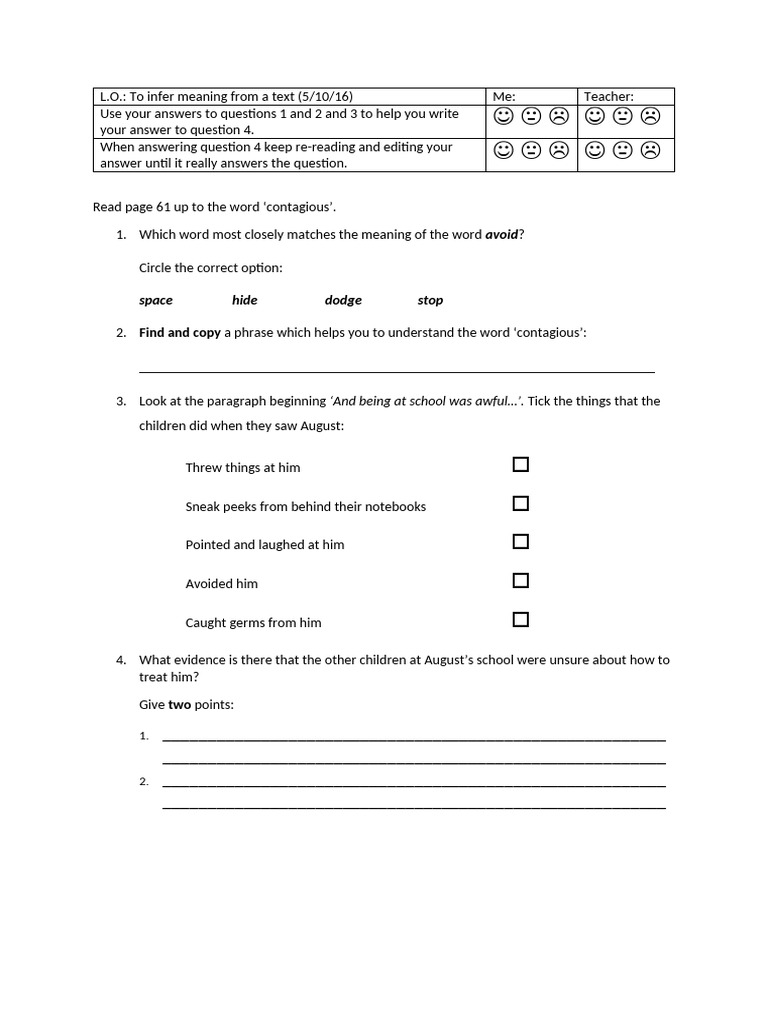 Wonder Questions p61 - 65 | PDF