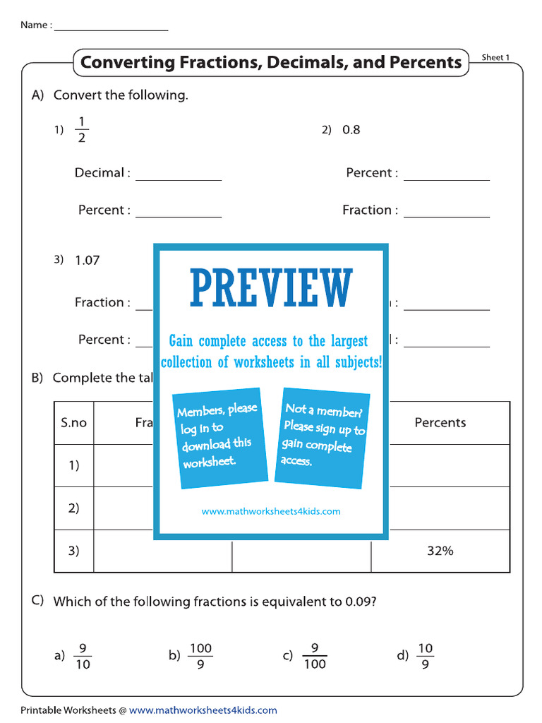 fractions-decimals-percents-1 | PDF