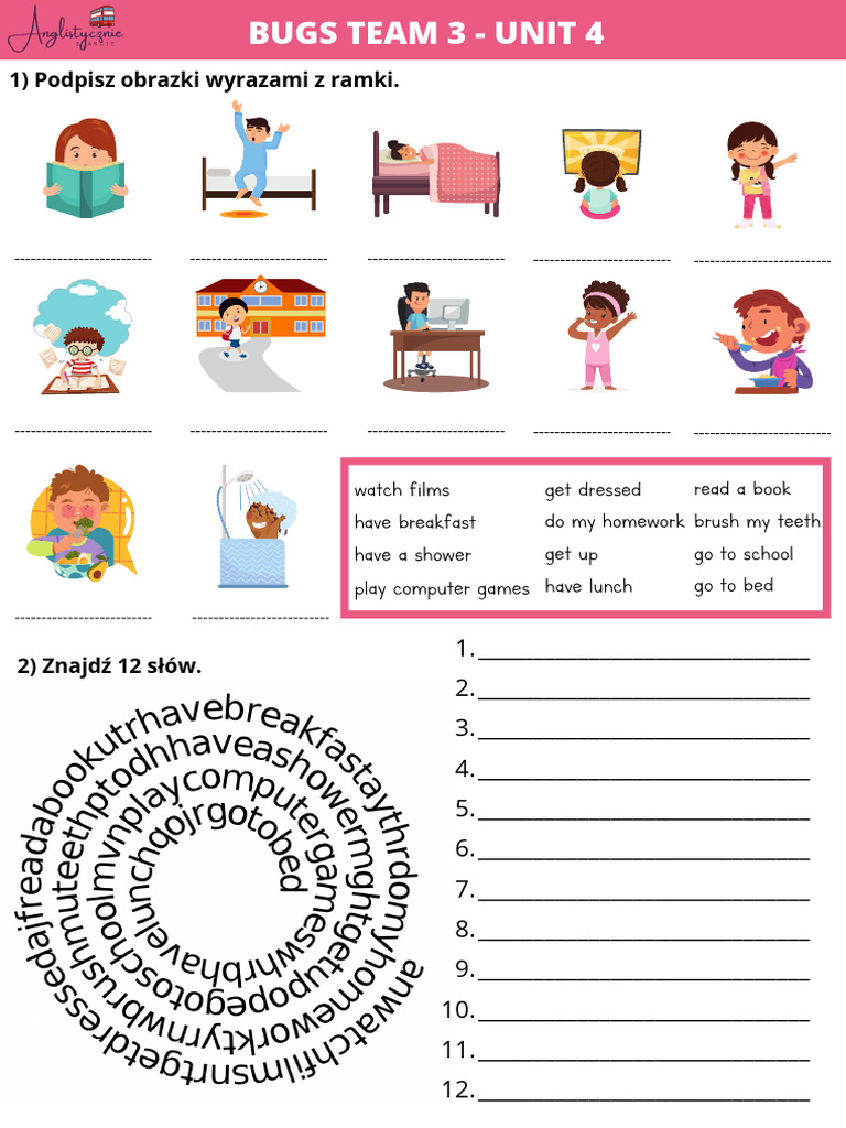 Bugs Team 3 - Unit 4 Karty Pracy | PDF