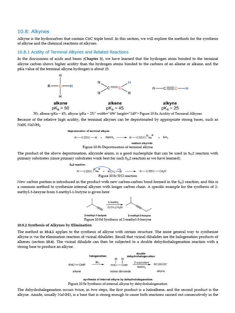 10.8 - Alkynes - Chemistry LibreTexts | PDF