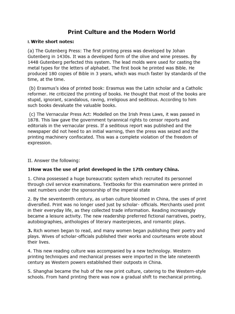 Print Culture Notes | PDF