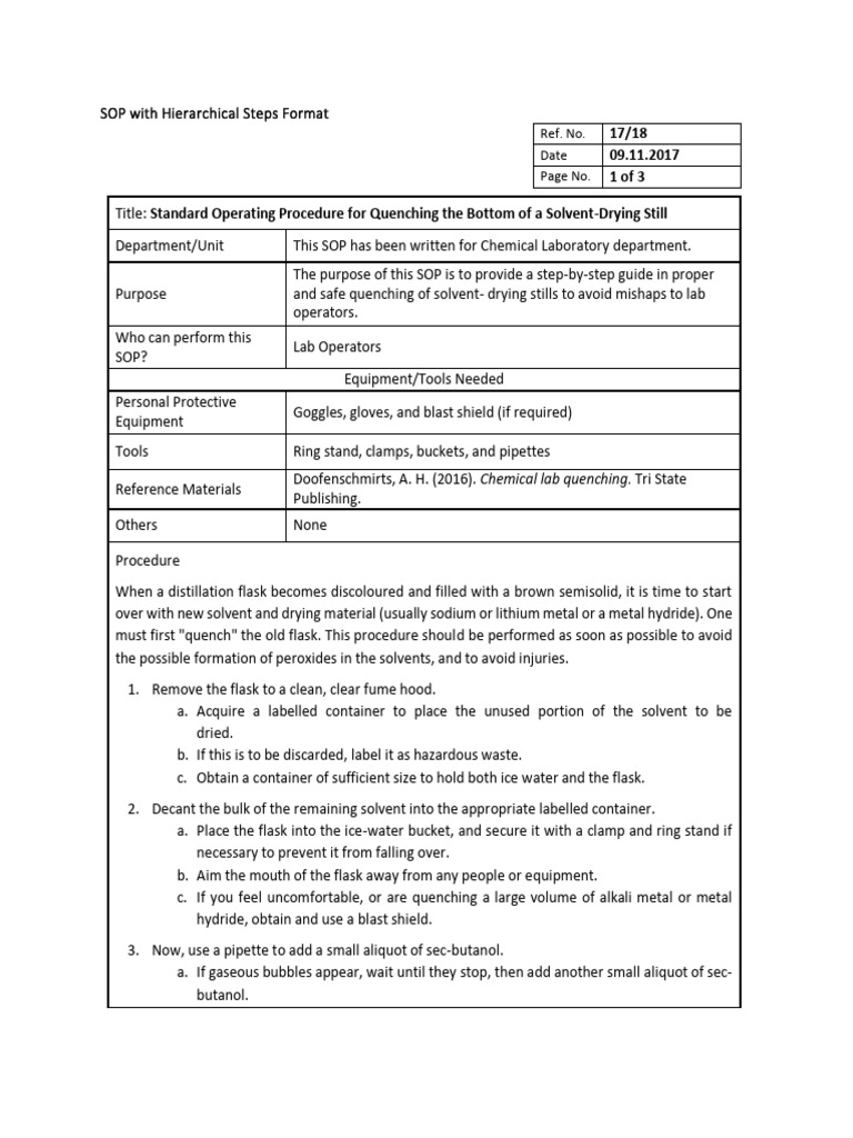(REVISED) SOP With Hierarchical Steps Format | PDF