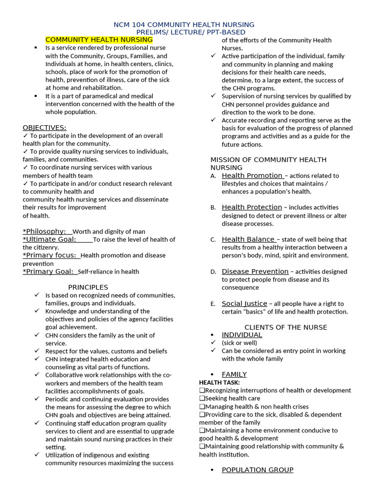 CHN Lecture Quiz 1 | PDF
