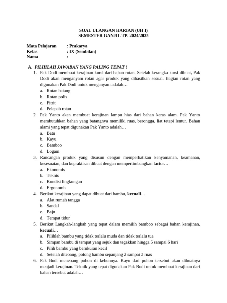 Soal UH 2 | PDF