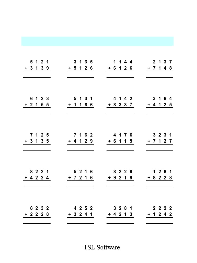 7 - 4 Digits Addition | PDF