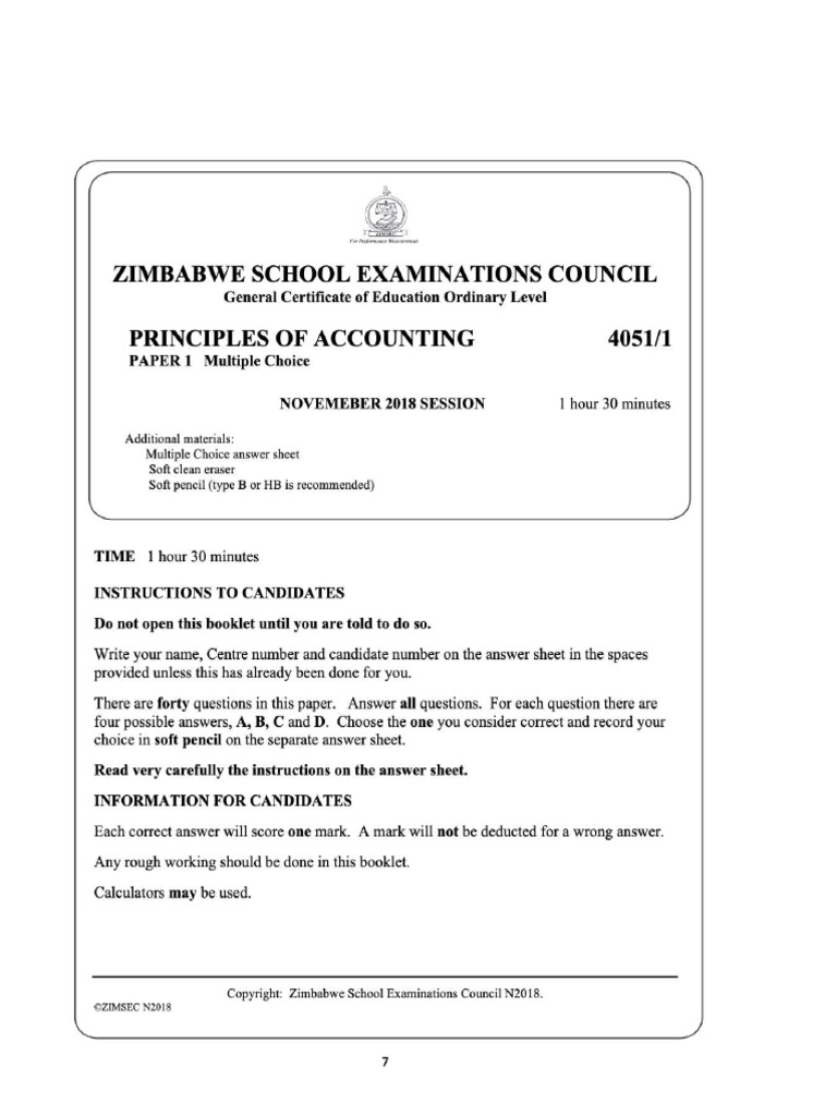 Accounts Paper 1 N2018 | PDF